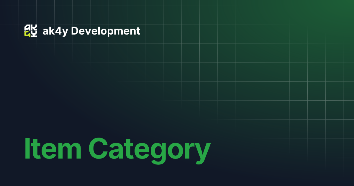 Item Category | ak4y Development