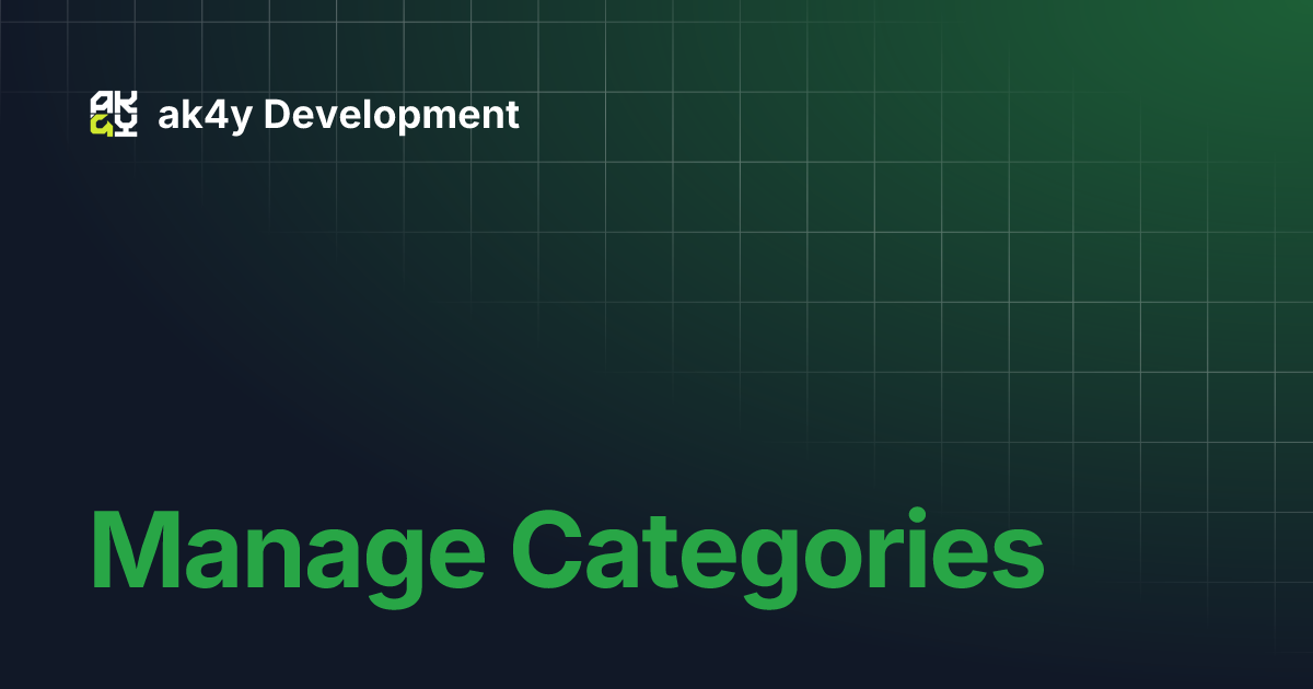 Manage Categories | ak4y Development